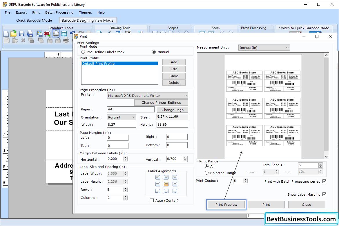 Library barcode software design publisher book magazine barcode labels tags